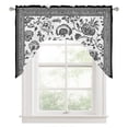 Black Flowers Swag Curtain Valance for Windows, Floral Geometric ...