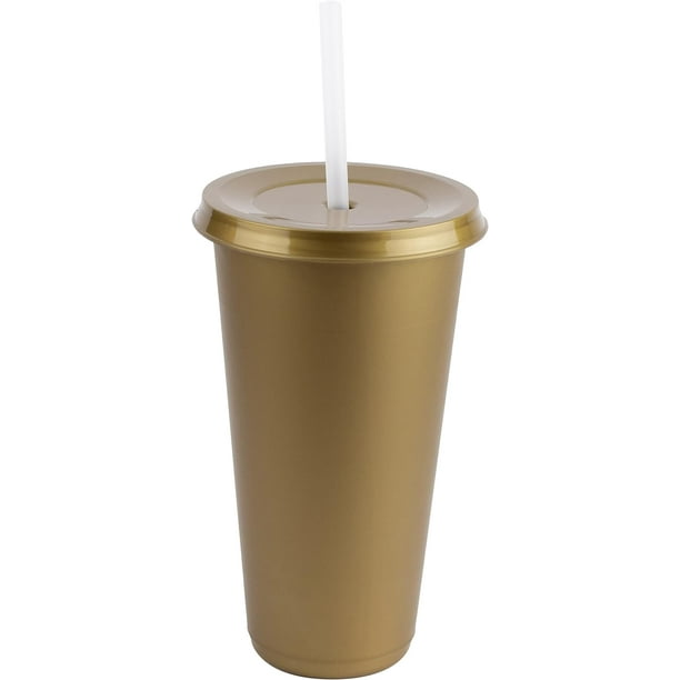 Vasos de plástico Atmos Homeware con tapa y popote de 24 Oz Paquete de ...