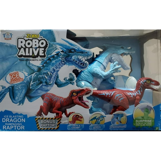 Zuru Robo Alive Ice Blasting Dragon Rampaging Raptor Set - Walmart.com ...