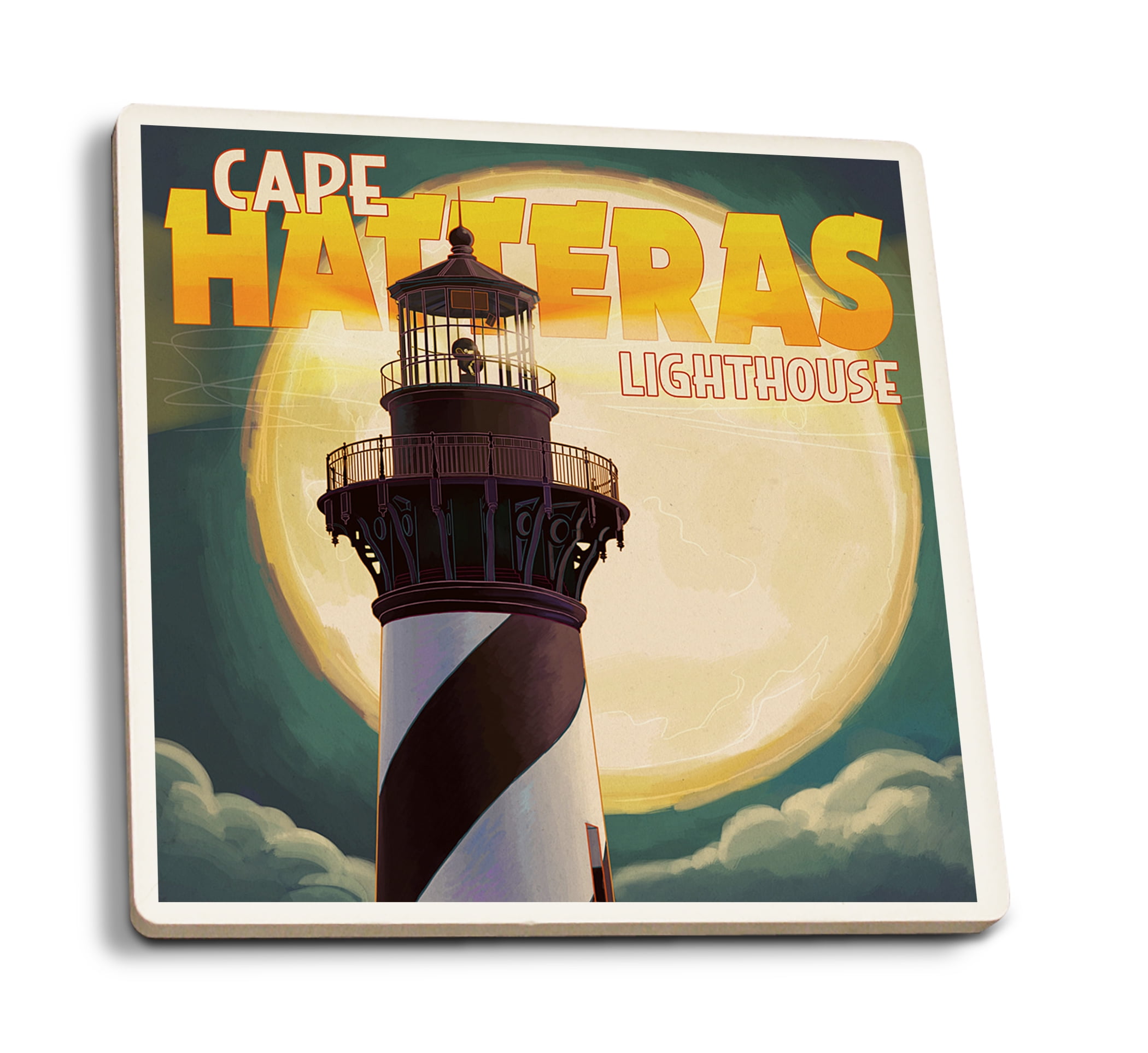 Outer Banks, North Carolina, Cape Hatteras Lighthouse with Full Moon ...