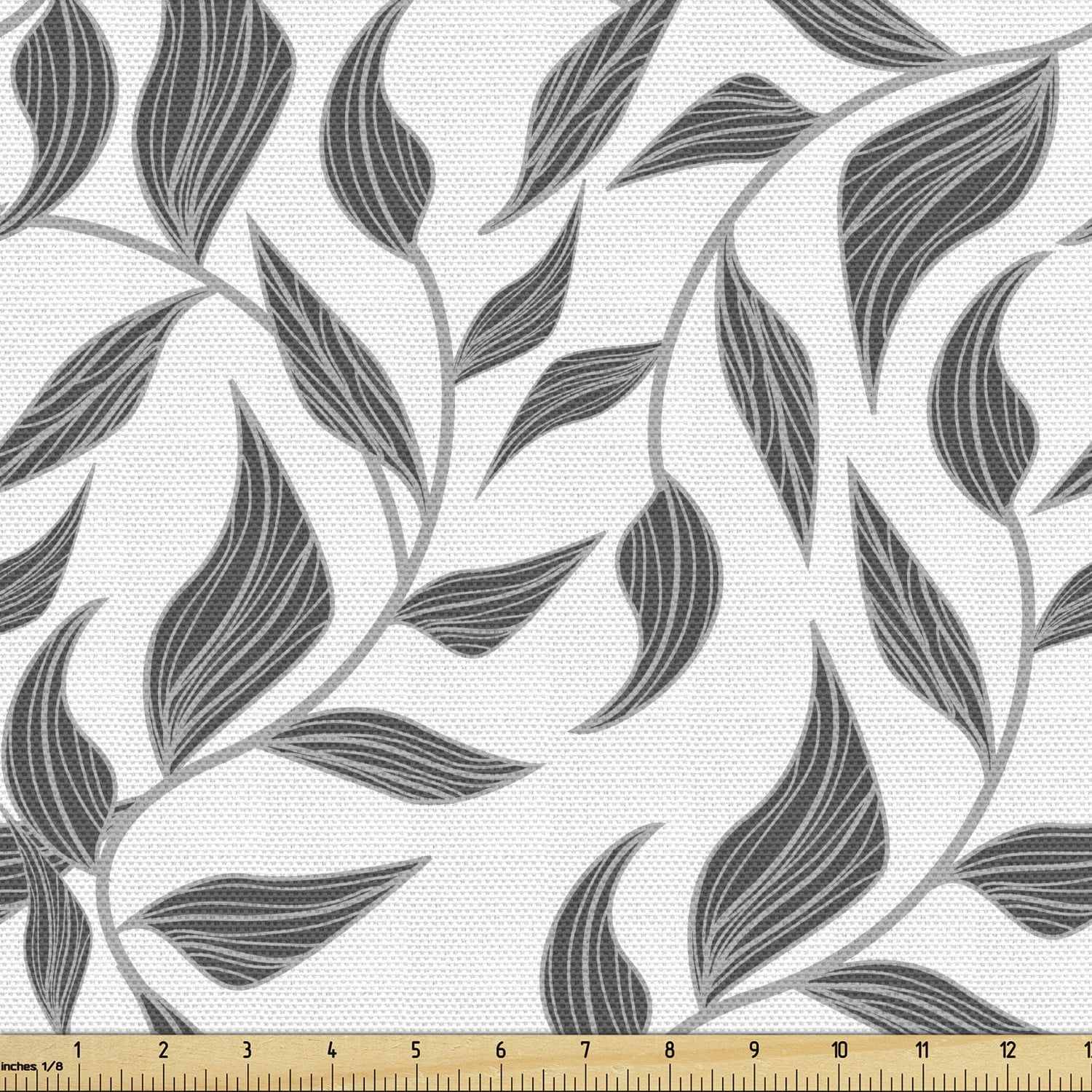 Dyeing & Batik Fabric Gray and White Woven Damask Soft Floral Fabric ...