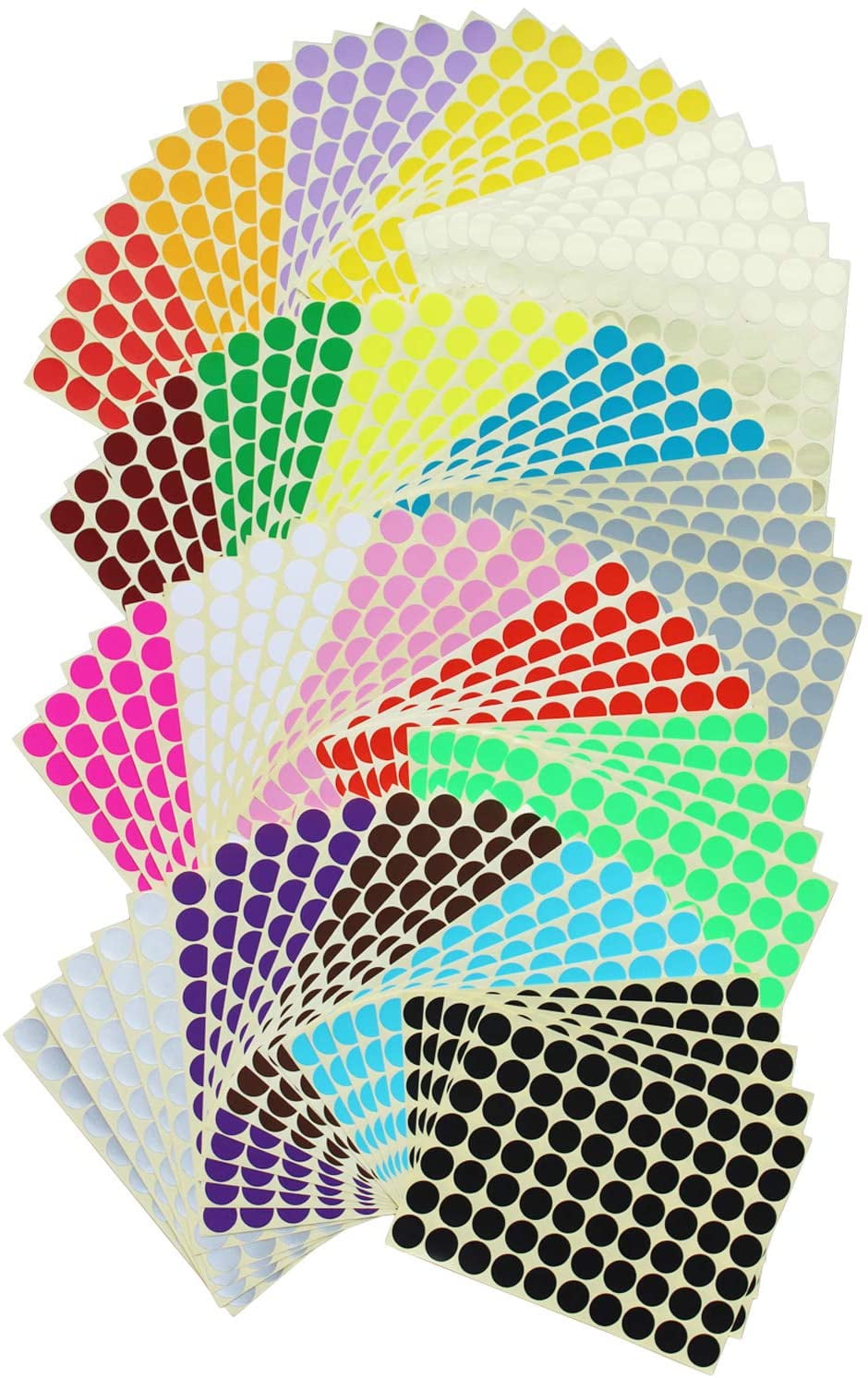7000 Count 3/4" Round Dot Stickers Color Coding Labels, 20 Colors, 100 ...