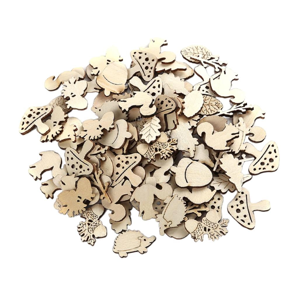 50-Piece Assorted Sizes Shapes Wood Cutouts Shapes Wooden Decoupage ...