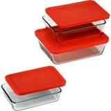 Pyrex 6 Piece Rectangular Storage Value Pack with Red Plastic Covers ...