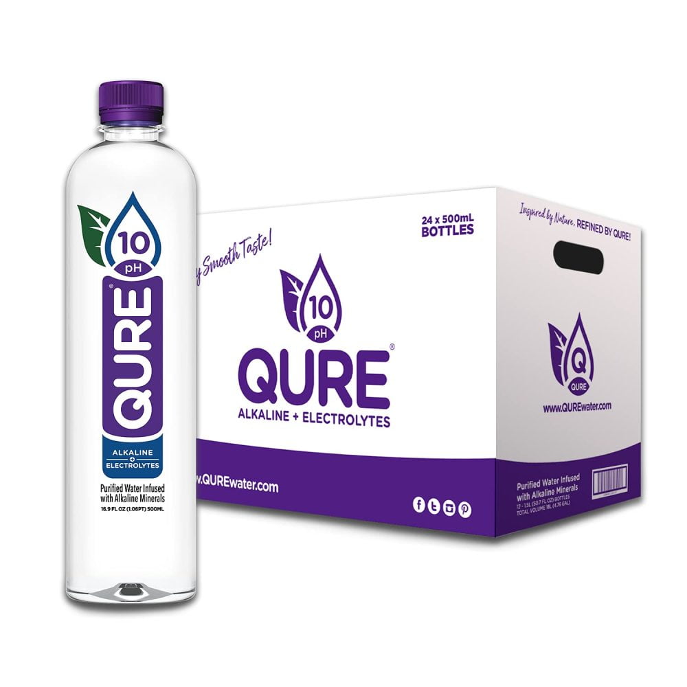 Buy QURE Water, Premium 10 pH Ionized Alkaline Bottled Water, Silky ...