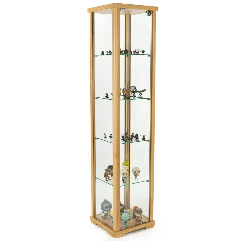 Displays2go Locking Glass Display Case w/ Adjustable Shelves – Hornbeam ...