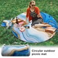 Blue Agate Gold Vein Art-1 Large Round Picnic Outdoor Blanket ...