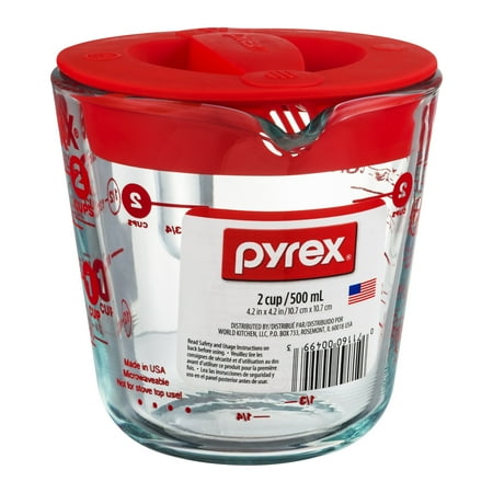Pyrex Prepware 2 Cup Measuring Cup with Red Plastic Cover in Clear - Walmart.com - Walmart.com