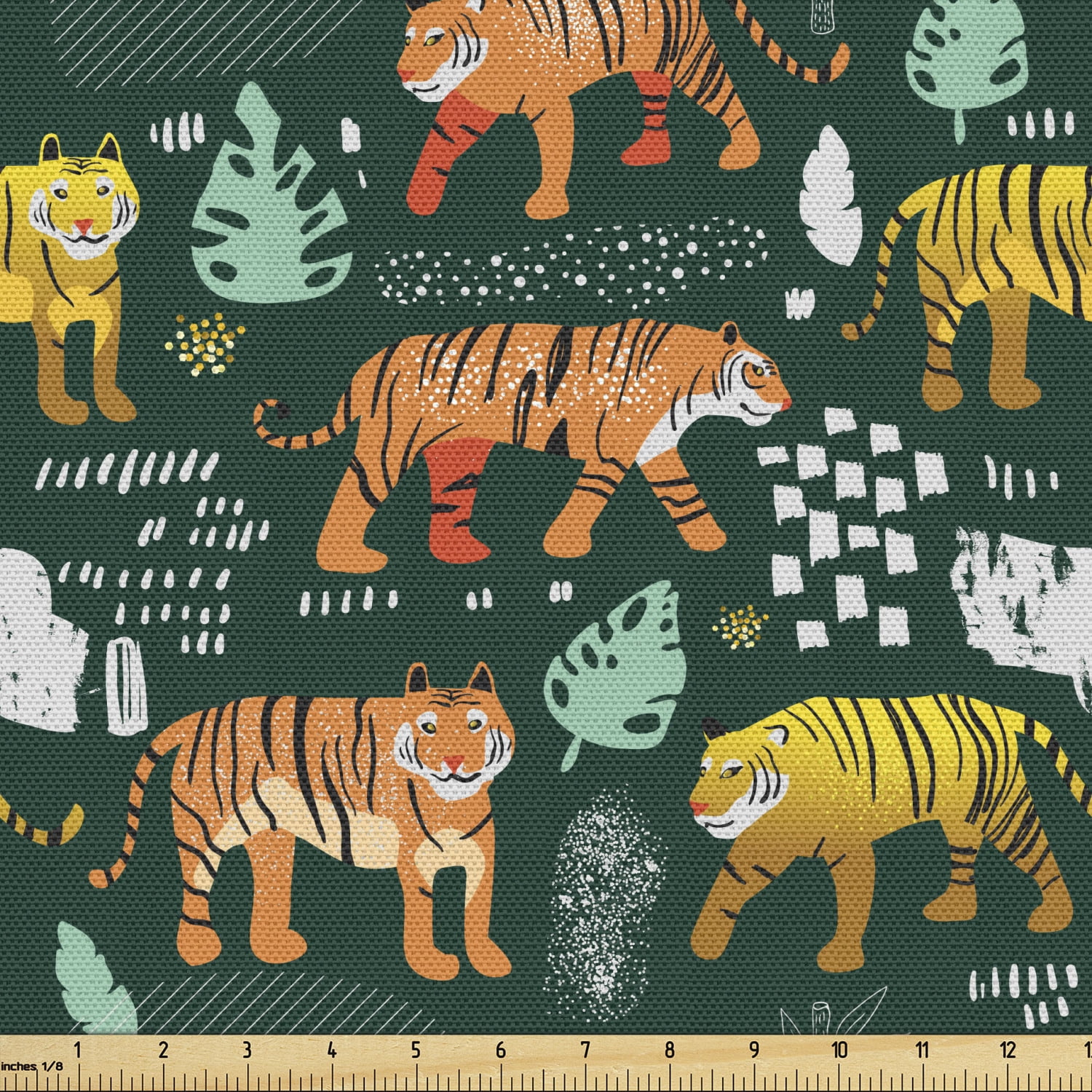 Tigers Fabric by the Yard, Wildlife Interpretation of Jungle Animals ...