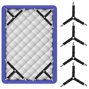 EVRI Adjustable Bed Sheet Straps with Metal Clamp Corners, 4 Pack ...