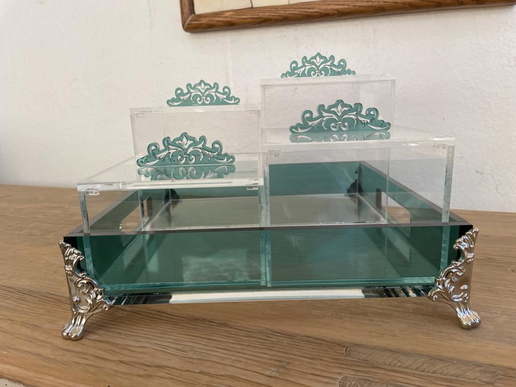 Acrylic Condiments Organizer Decorative Tray With Aluminum Legs 4 ...