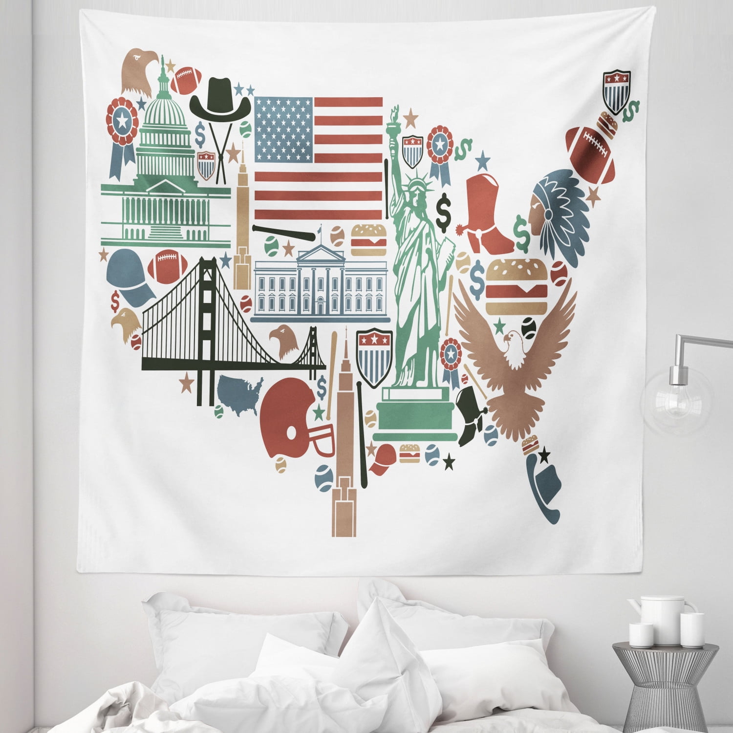 Map Tapestry, Traditional in the Form of United States of America Map ...