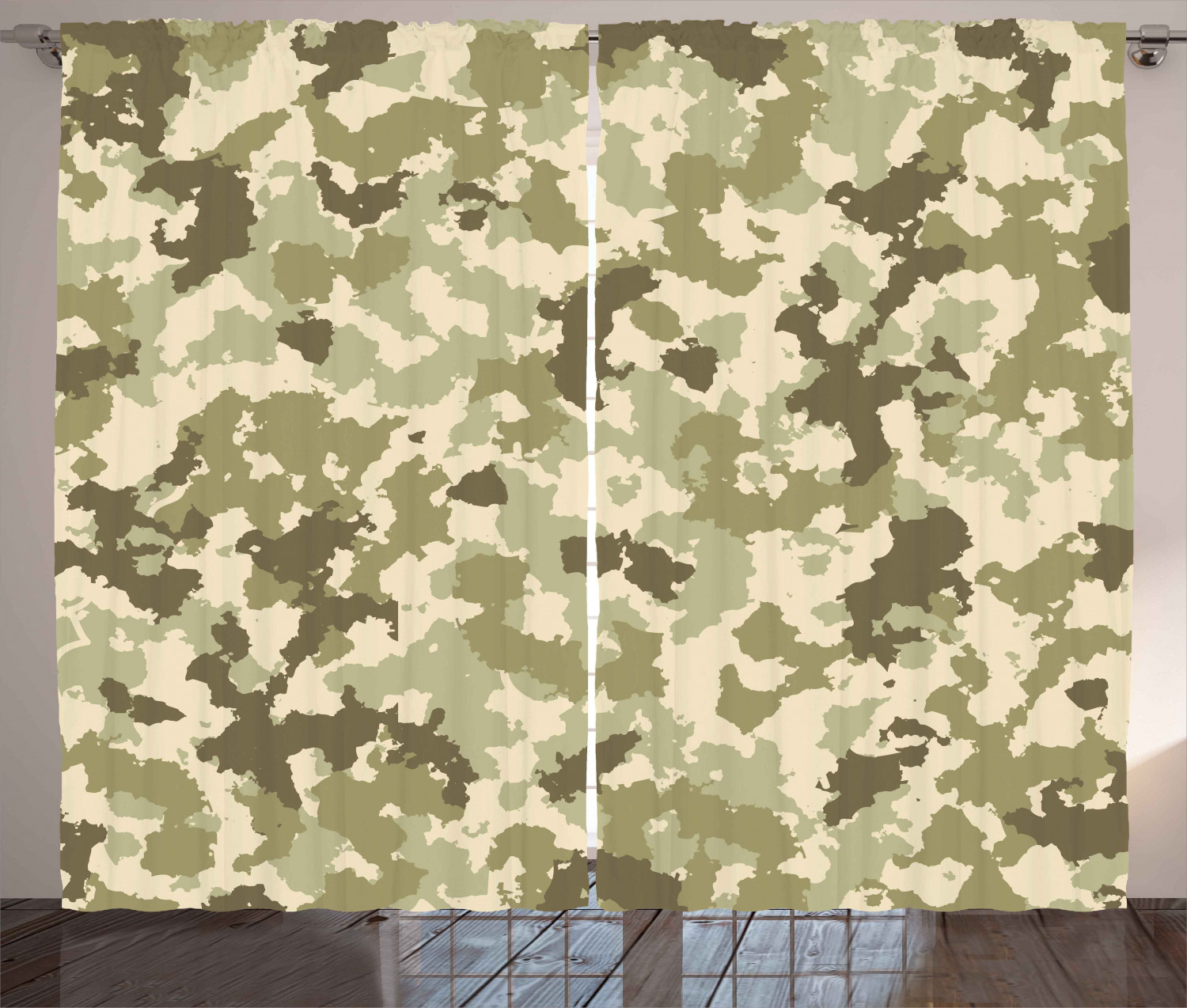 Camo Curtains 2 Panels Set, Old Fashioned Camouflage Pattern Classical ...