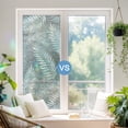 Silver Gray Window Privacy Film, Slate Gray Leaf Plant Canvas Weave ...