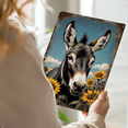 8x12 Inches Rustic Donkey with Sunflowers Vintage Metal Wall Art ...