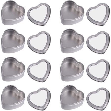 8Pack Heart Shaped Metal Tins Box with Lids, Empty Silver Metal Tins ...