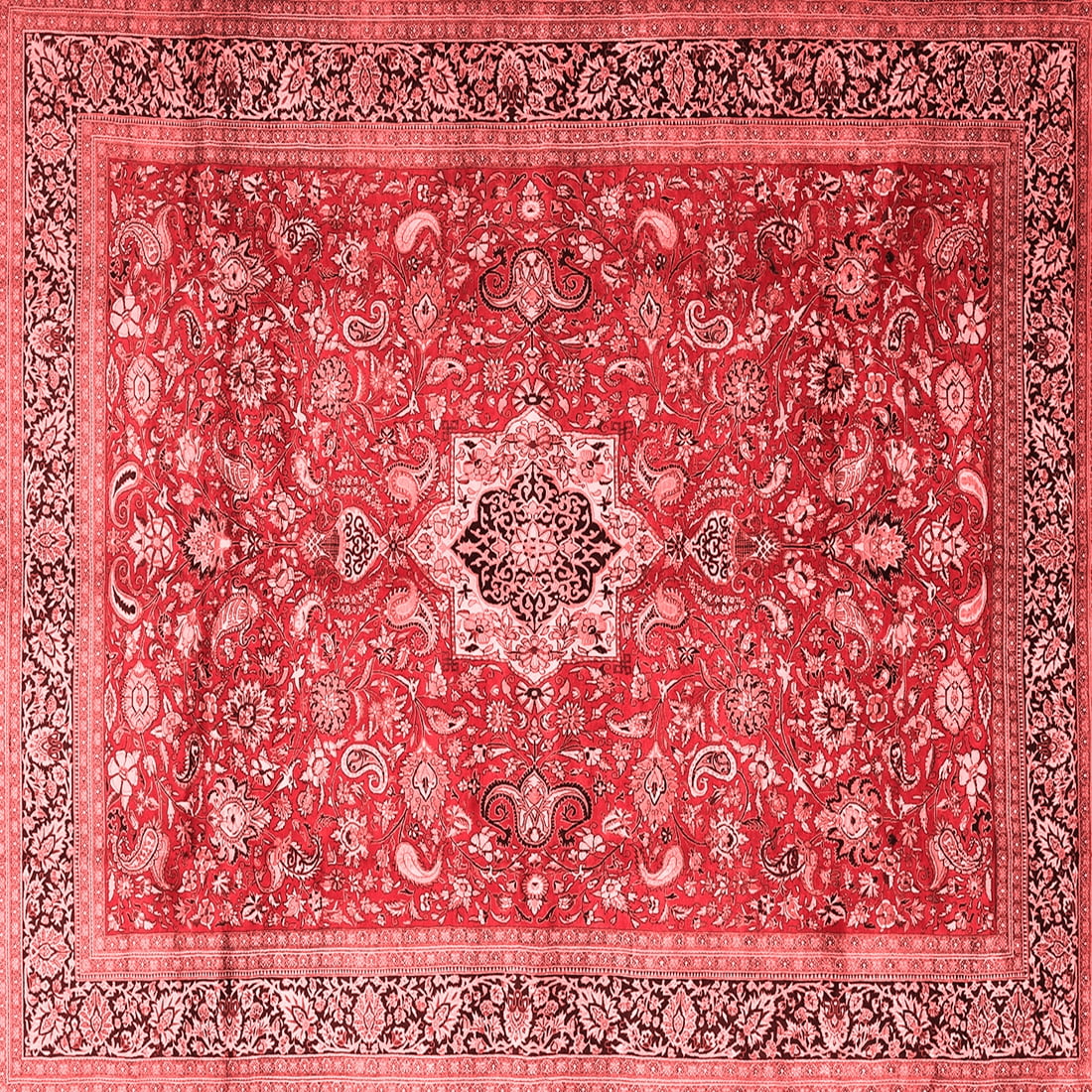 Ahgly Company Indoor Square Medallion Red Traditional Area Rugs, 6 ...