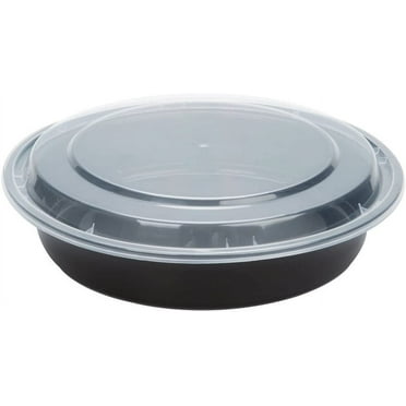Asporto 24 oz Round Black Plastic To Go Box - with Clear Lid ...