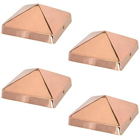 6x6 Copper Pyramid Post Caps (4-Pack) - Extended Lip - Solid Copper ...