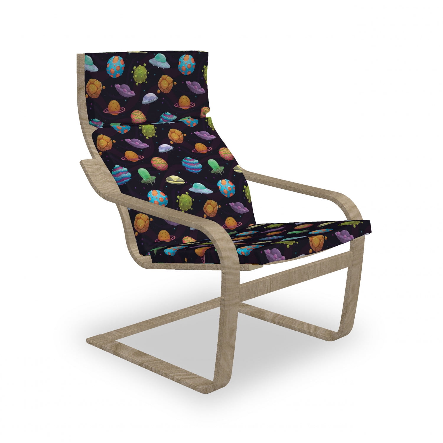 Space Armchair Pad and Slipcover, UFOs and Planets Gas Giant Alien ...