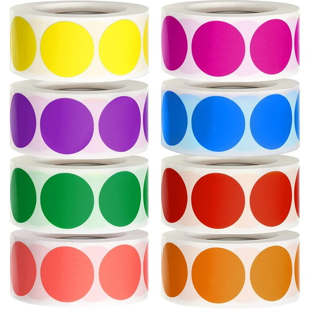 HEIBIN4000 Pieces Removable Color-Code Dot Stickers 1 Inch Circle Dots ...