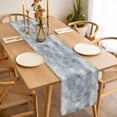 Gray Blue Table Runner 13x90 inch Oil Painting Cotton Linen Dining ...
