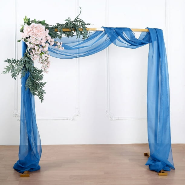 Efavormart 18Ft Royal Blue Sheer Organza Curtain Panels, Window Scarf ...
