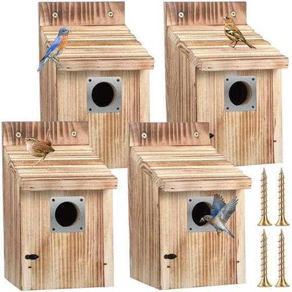 Kingsyard Wooden Bird House with Predator Guard, Wren Bird Nesting for ...