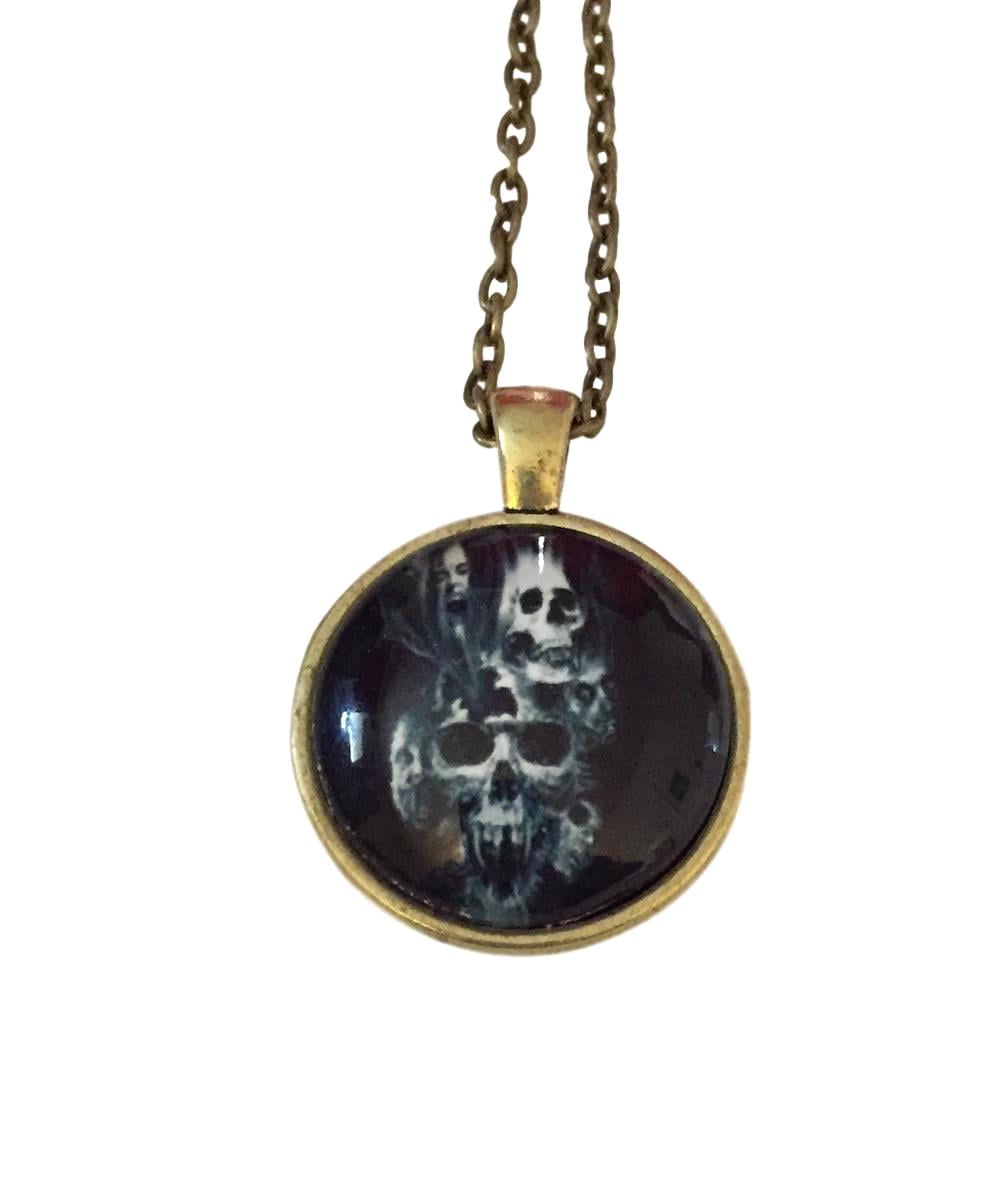 Screaming Skulls and Ghosts Dome Pendant Necklace Movie Fan Fashion ...
