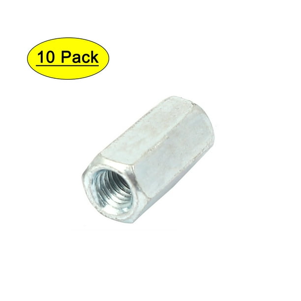 M6 Female Thread Straight Hex Rod Coupling Connector Nuts 10 Pcs ...