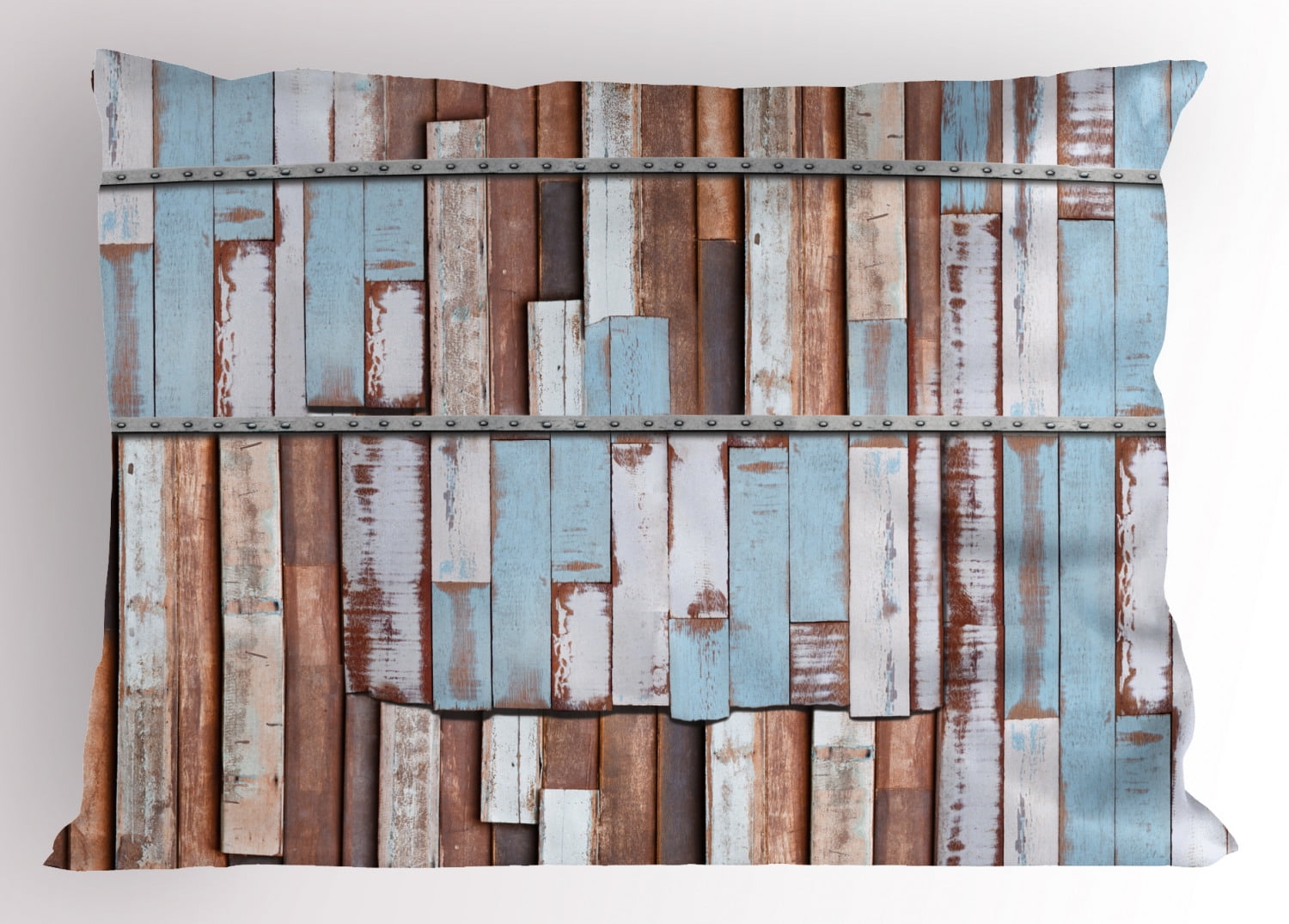 Rustic Pillow Sham Nautical Long Wooden Planks Tree Designs on with ...