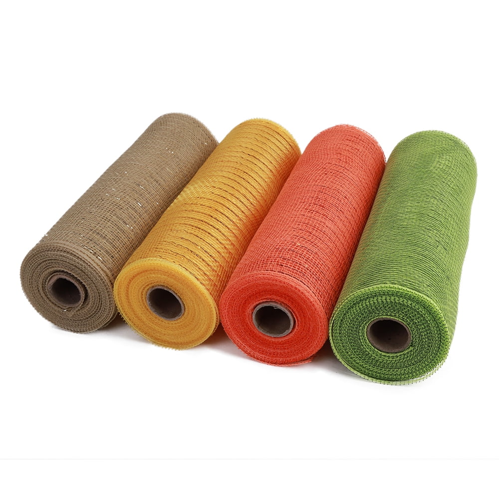 4 Rolls Poly Deco Mesh Ribbon,Metallic Foil Mesh Rolls for Wreath DIY ...