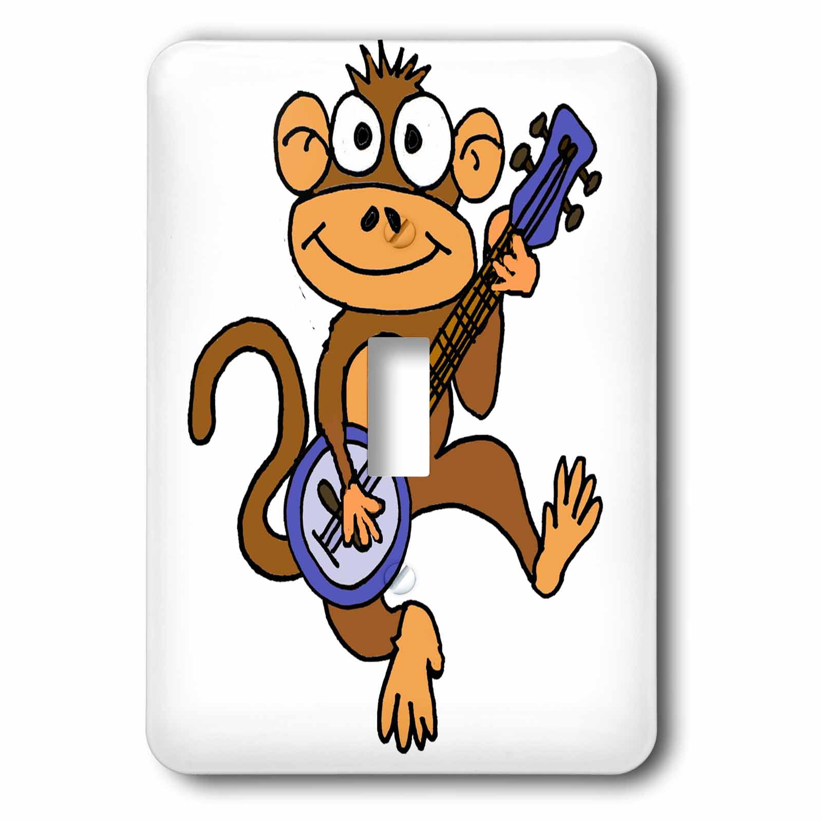 3dRose Fun Cool Dancing Monkey Playing Banjo Cartoon - Single Toggle ...
