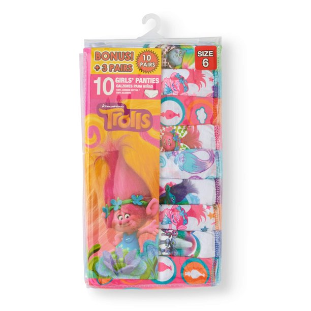 DreamWorks Trolls Poppy; Branch, Girls Underwear, 7+3 Bonus Pack ...