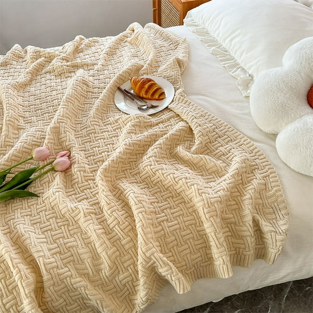 EDHITNR Clearance Chunky Knit Blanket Throw Hand Knitted Chenille Throw Blanket Soft Thick Yarn Cable Knit Blanket Cute Rope Knot Crochet Throw Blankets For Couch Bed Sofa Black and Friday Deals