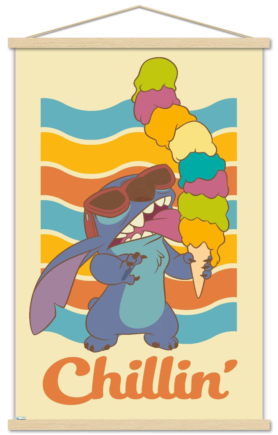 Disney Lilo and Stitch - Chillin Wall Poster with Wooden Magnetic Frame ...