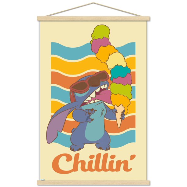 Disney Lilo and Stitch - Chillin Wall Poster with Wooden Magnetic Frame ...