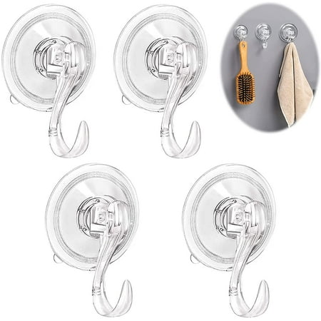 4 Pieces Powerful Suction Cup Hook Transparent Suction Cup Hook Vacuum ...