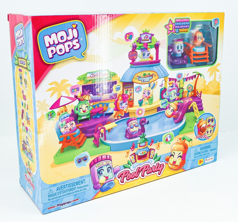 Moji Pops Pool Party 2 Exclusive Moji Faces Figurines Accessories Mini ...