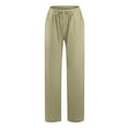 Cotton Linen Wide Leg Pants For Women Palazzo Pants With Pockets
