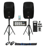 "Rockville Package PA System: Powered Mixer/Amp, 12"" Professional ...