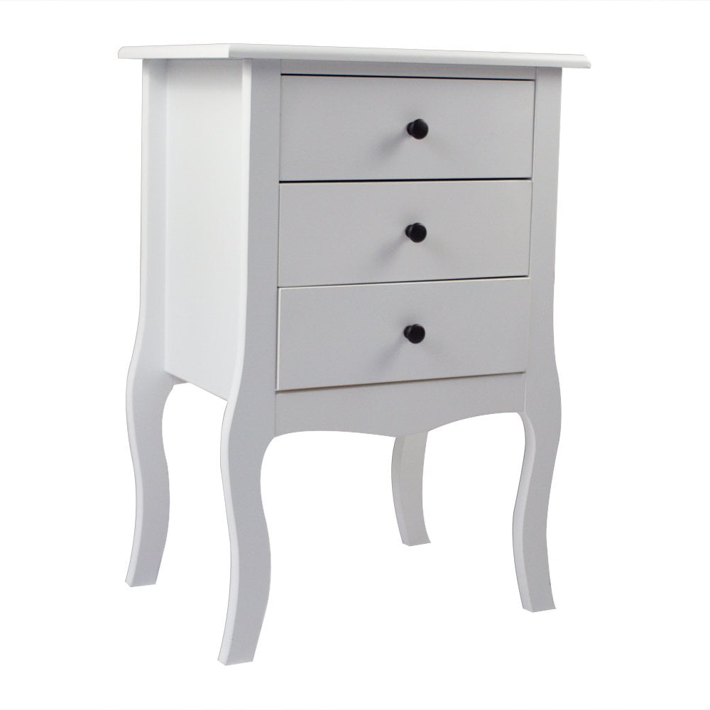 Tcbosik 3-Drawers White Nighstand Modern Wood Bedside Table for Bedroom ...