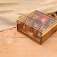 Acacia Wood Tea Bag Organizer, 6 Compartment Storage Box with Acrylic ...