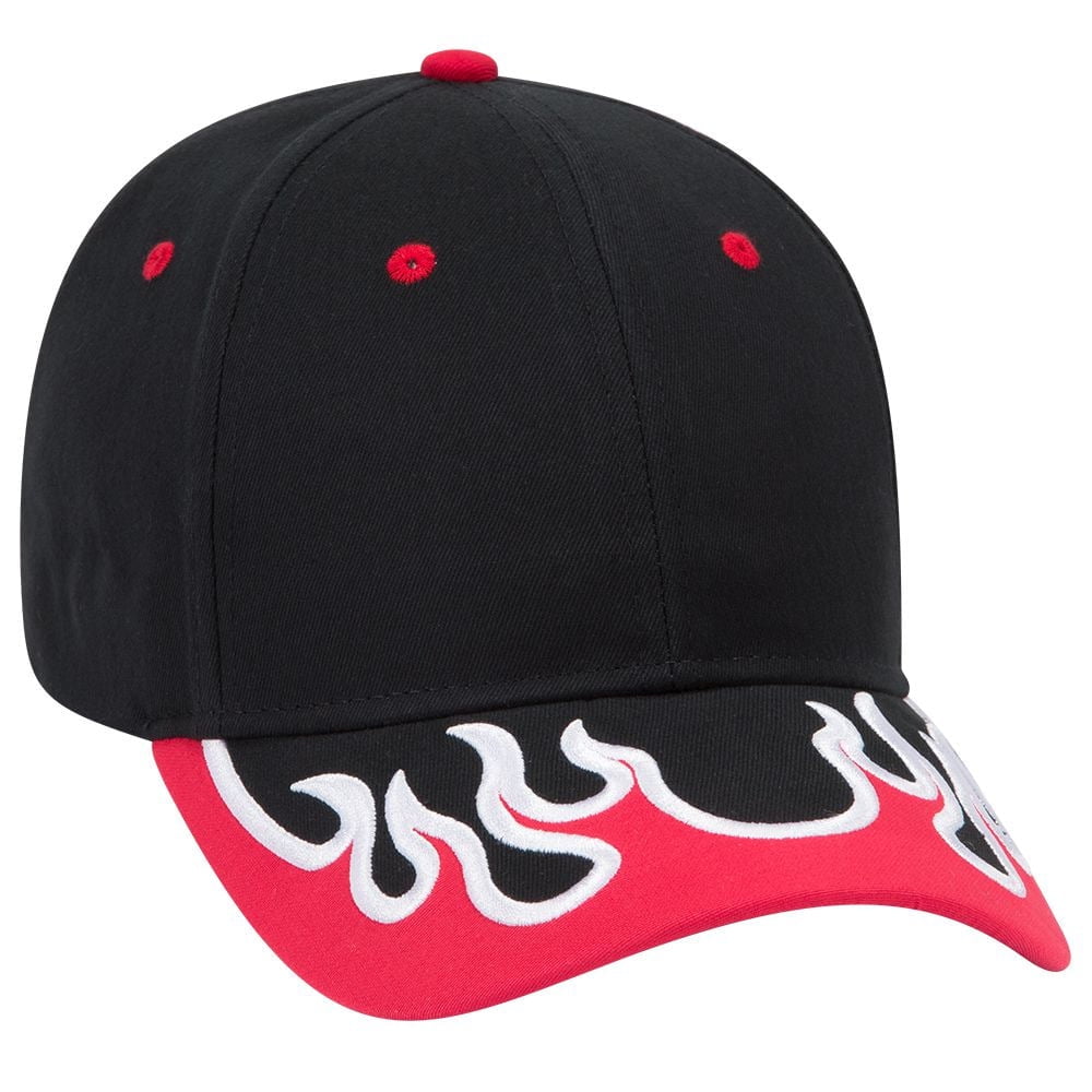Otto Cap Flame Pattern Visor Brushed Cotton Twill Low Profile Style ...