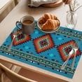 Blue Boho Placemats Set of 12 Abstract Art Ethnic Tribe Diamond ...