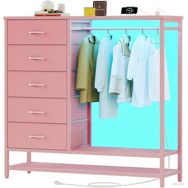 Closet Armables para Ropa con Perchero, Cómoda de 5 Cajones, Armarios ...