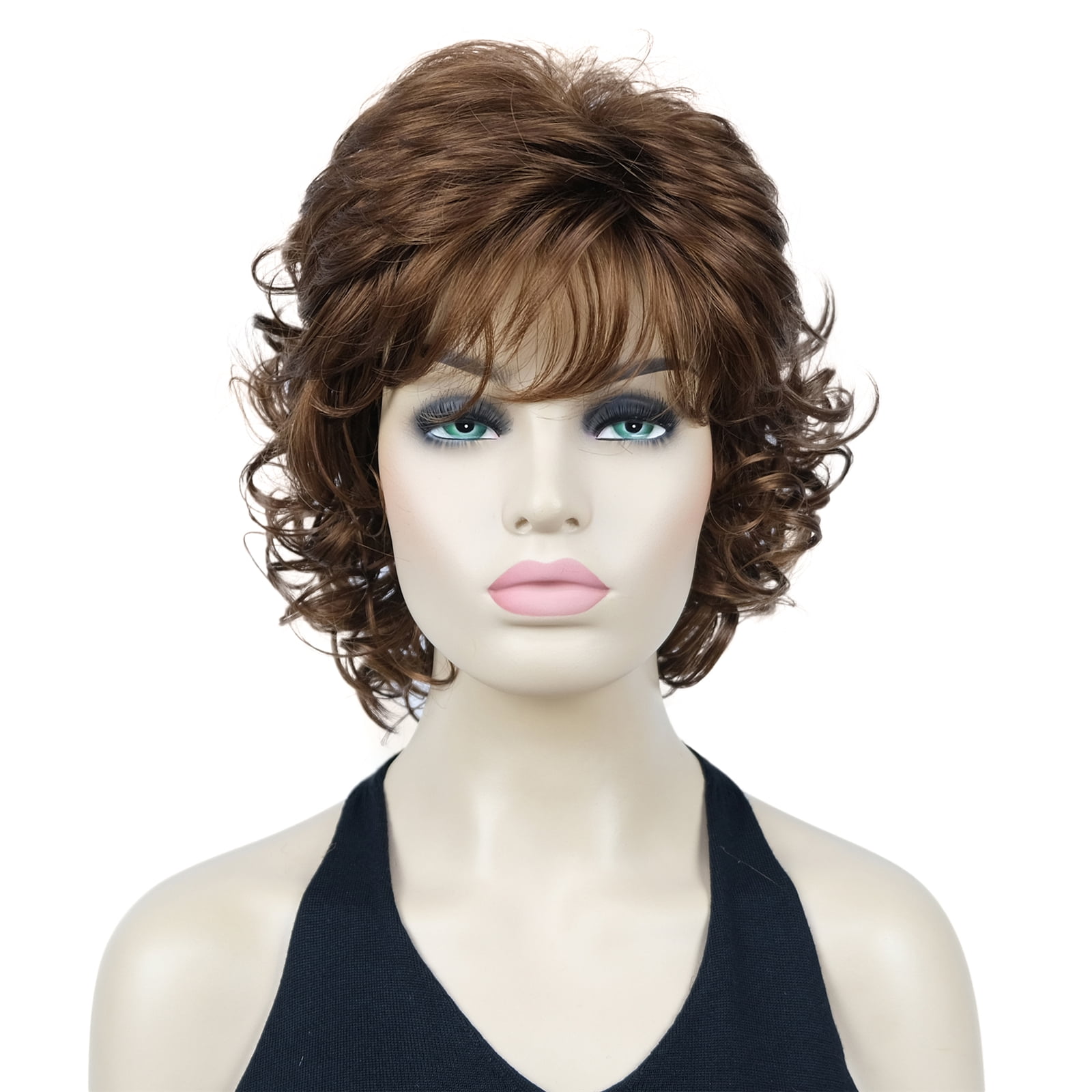 Short Curly Wigs Soft Shaggy Layered Classic Cap Full Synthetic Wigs ...