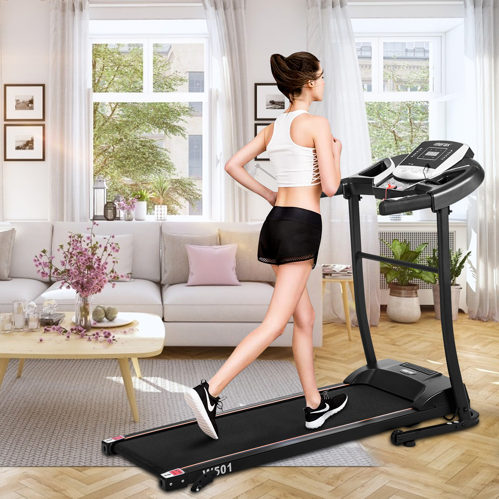 Indoor Foldable Treadmill With Transportation Wheels Smart Folding Indoor Foldable Treadmill With Transportation Wheels Smart Folding