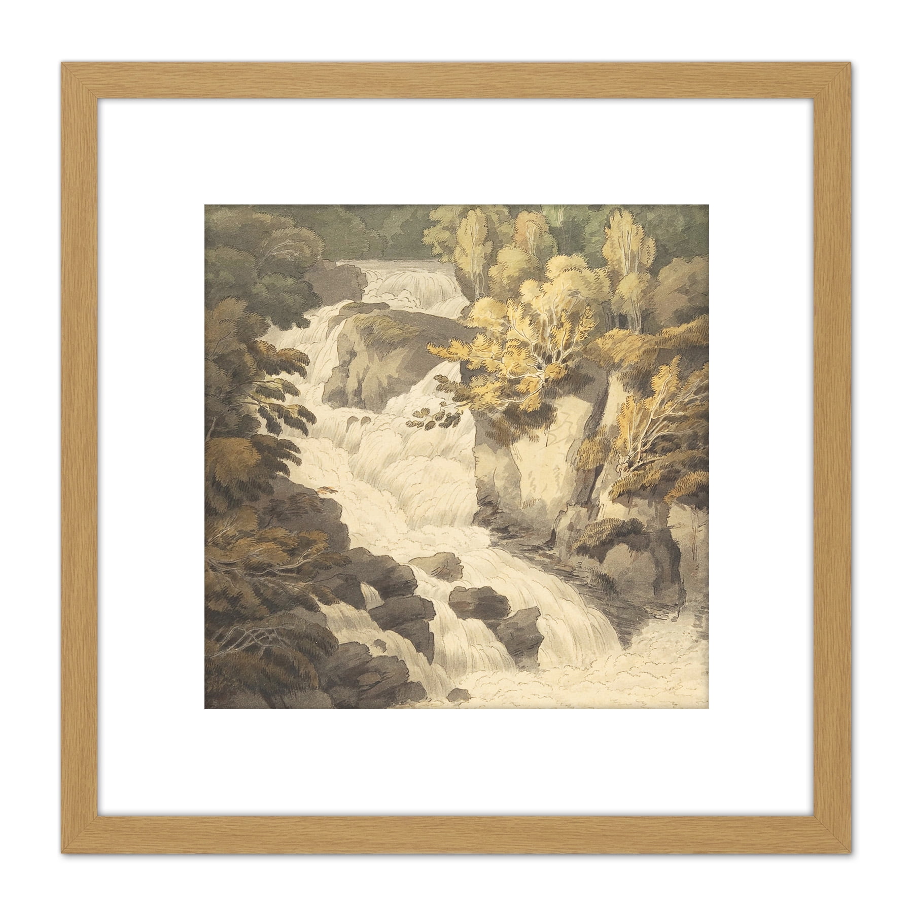 Abbott Waterfall Cascade Inveraray Scotland Painting 8X8 Inch Square ...
