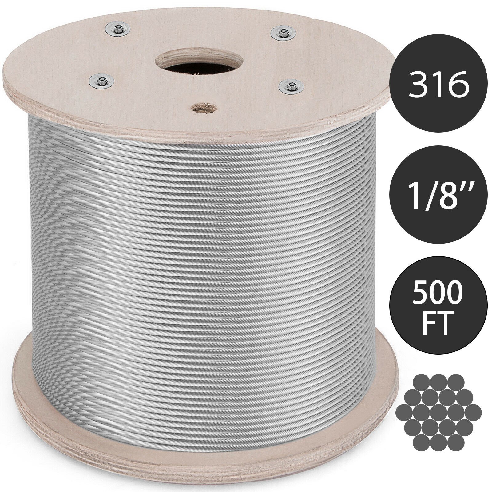 Click here for Vevor 1/8 Wire Rope T316 500ft Stainless Steel Cor... prices